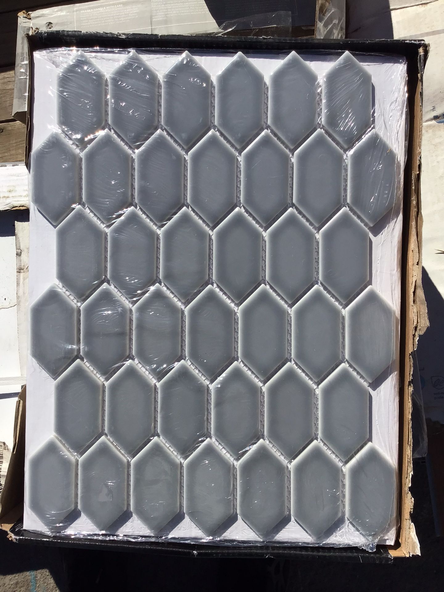 Jade Gray Glass Hexagon Mosaic Tile (Please Read Description Pricing ...
